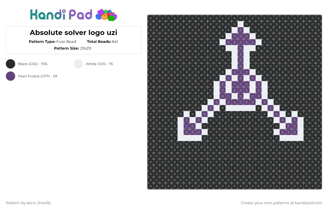 Absolute solver logo uzi Fuse Bead Pattern - Kandi Pad | Kandi Patterns ...