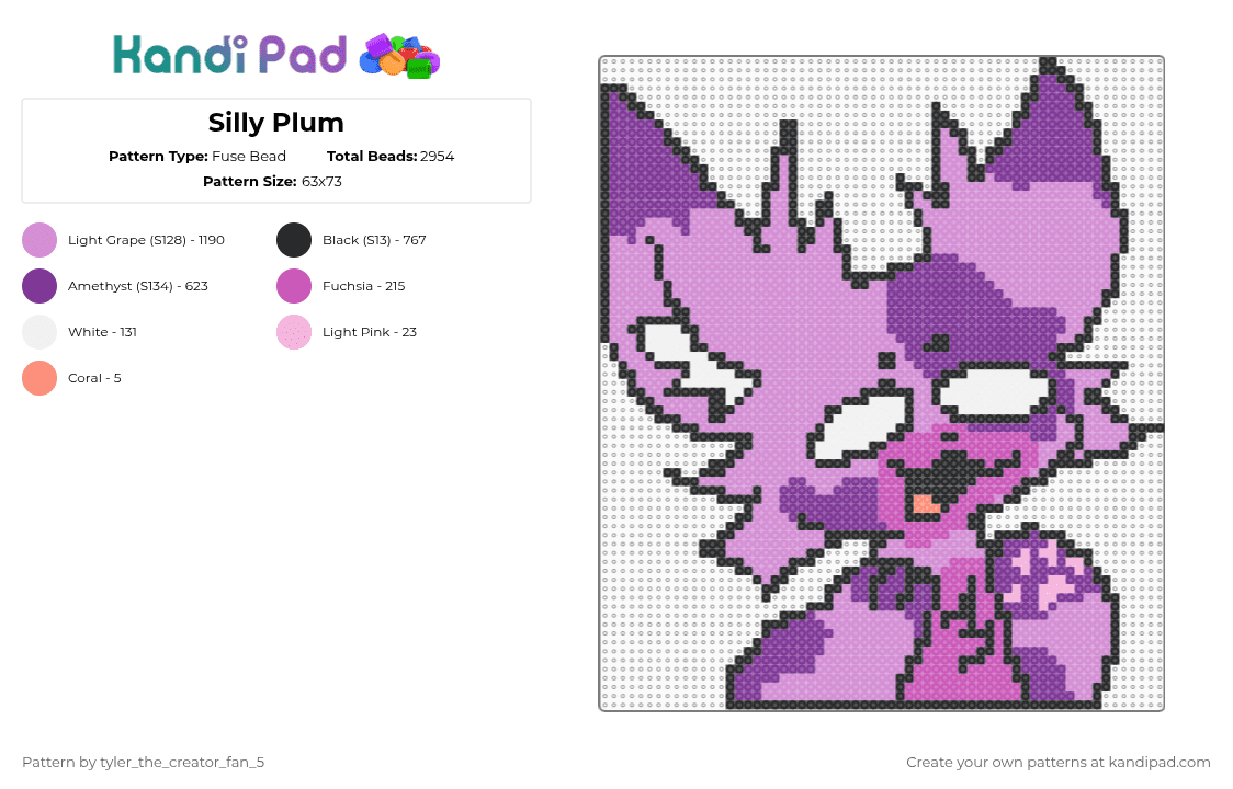 Silly Plum Fuse Bead Pattern - Kandi Pad | Kandi Patterns, Fuse Bead ...