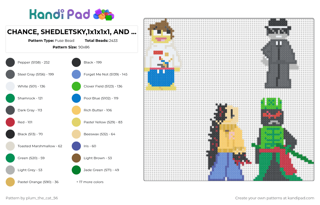 CHANCE, SHEDLETSKY,1x1x1x1, AND JOHN DOE (FROM FORSAKEN) Fuse Bead ...