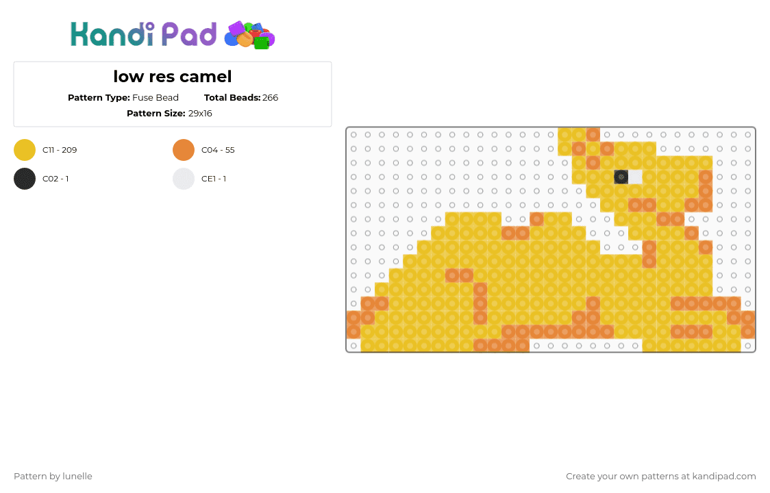 Low res camel Fuse Bead Pattern - Kandi Pad | Kandi Patterns, Fuse Bead ...