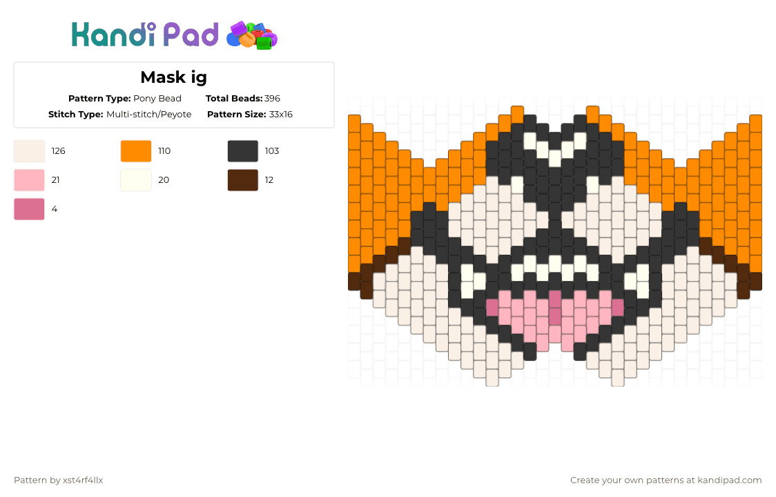 Mask ig Pony Bead Pattern - Kandi Pad | Kandi Patterns, Fuse Bead ...