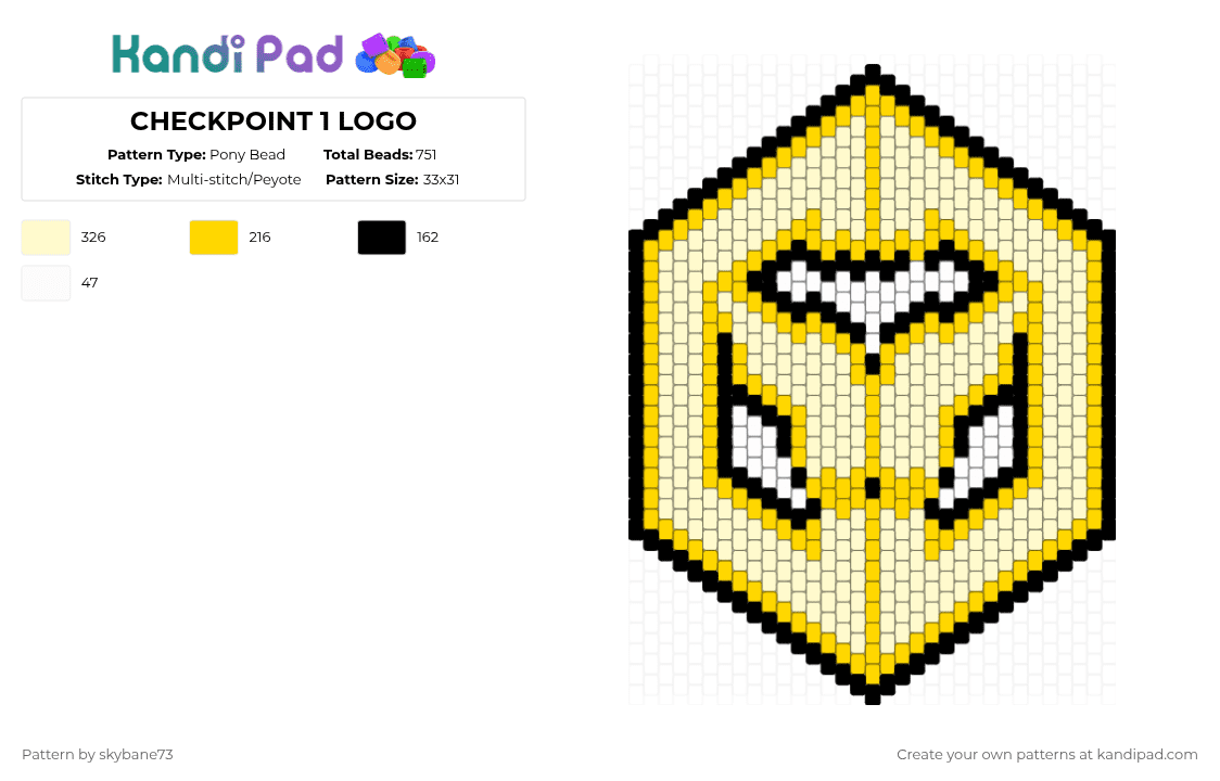 CHECKPOINT 1 LOGO Pony Bead Pattern - Kandi Pad | Kandi Patterns, Fuse ...