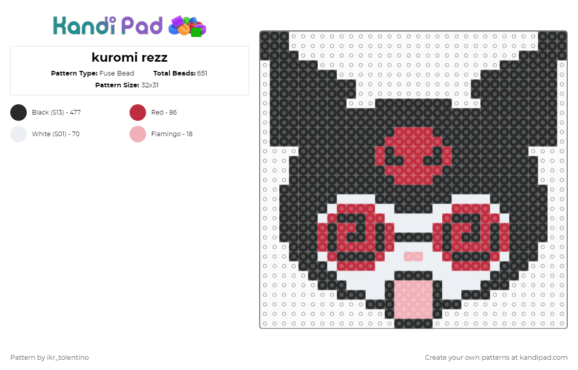 Kuromi rezz Fuse Bead Pattern - Kandi Pad | Kandi Patterns, Fuse Bead ...