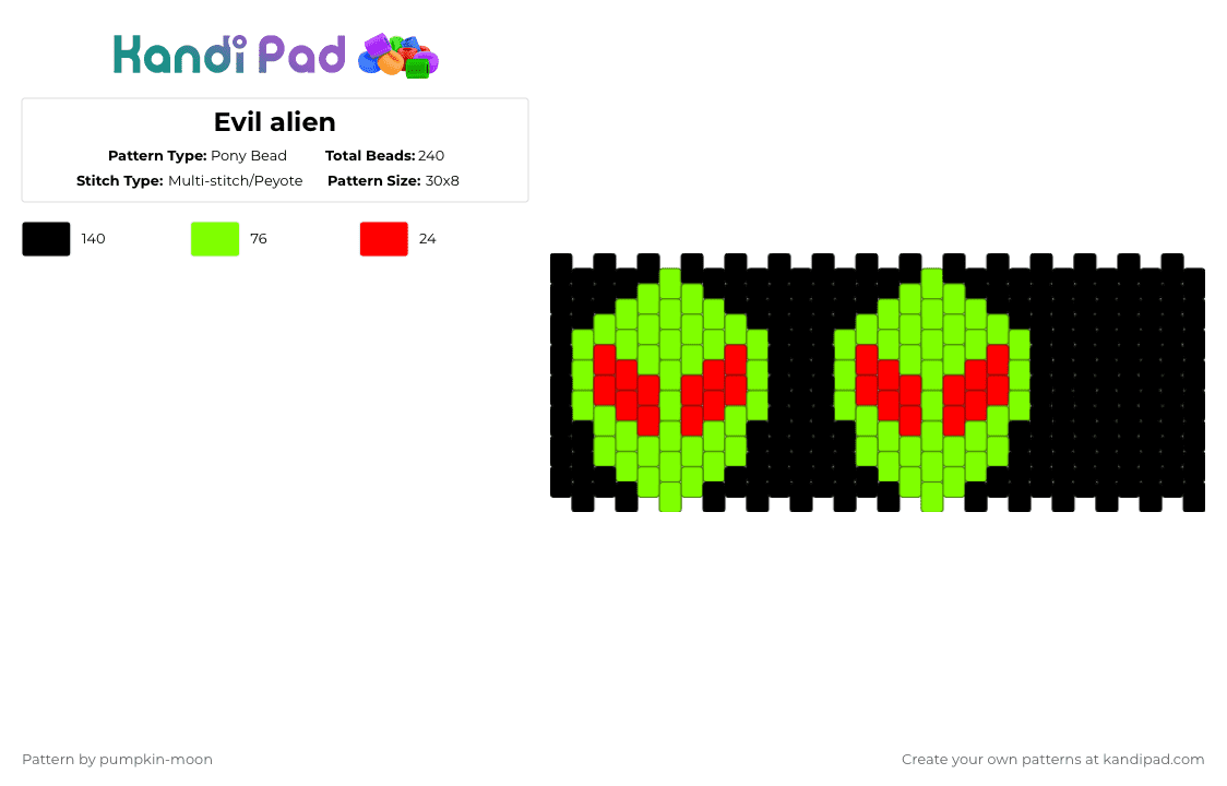 Evil alien Pony Bead Pattern - Kandi Pad | Kandi Patterns, Fuse Bead ...