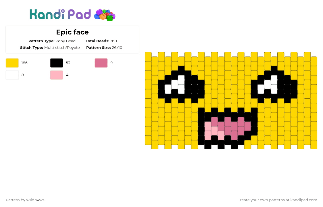 Epic face Pony Bead Pattern - Kandi Pad | Kandi Patterns, Fuse Bead ...