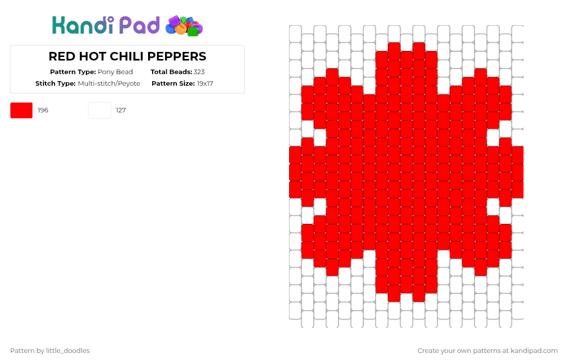 RED HOT CHILI PEPPERS Pony Bead Pattern - Kandi Pad | Kandi Patterns ...