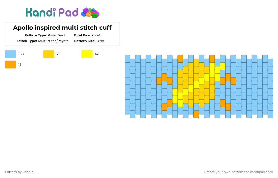 Apollo inspired multi stitch cuff Pony Bead Pattern - Kandi Pad | Kandi ...