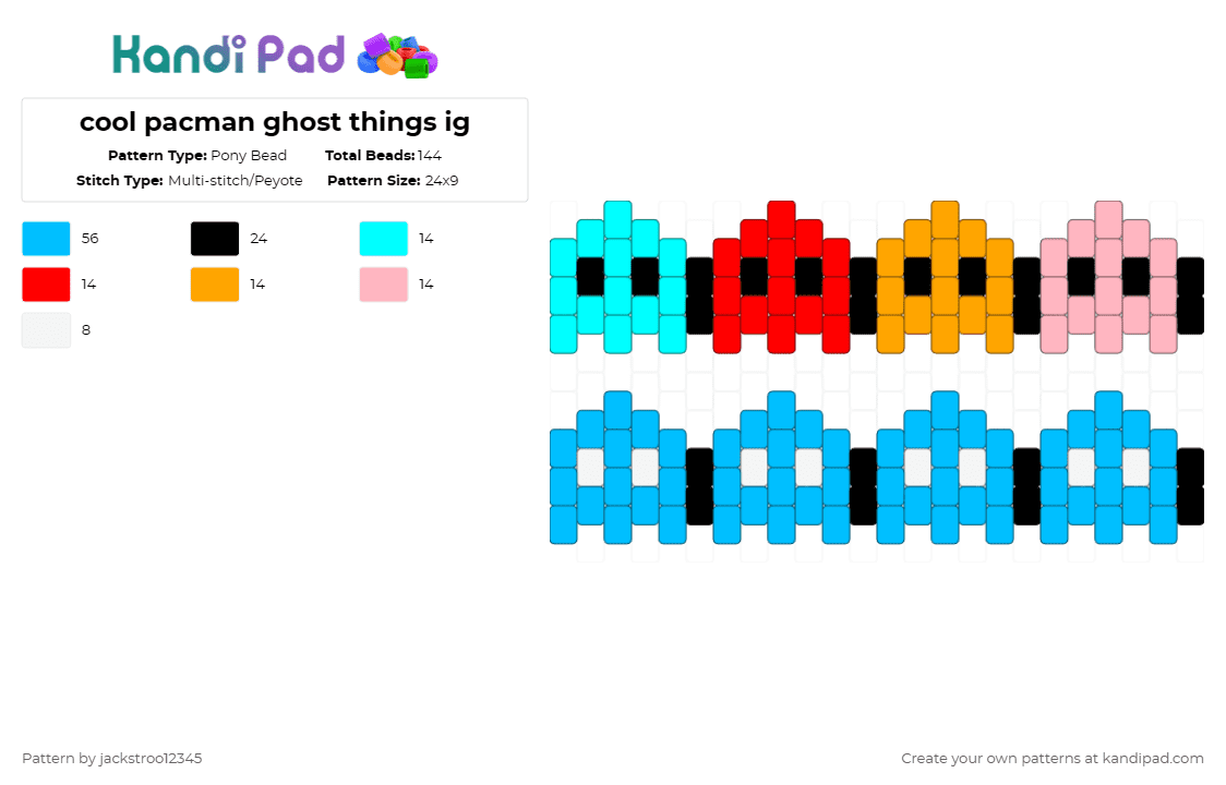 Cool pacman ghost things ig Pony Bead Pattern - Kandi Pad | Kandi ...