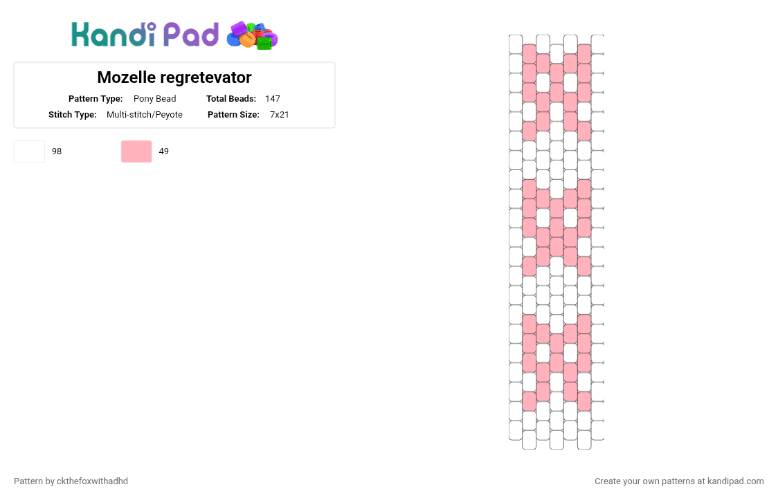 Mozelle regretevator Pony Bead Pattern - Kandi Pad | Kandi Patterns ...