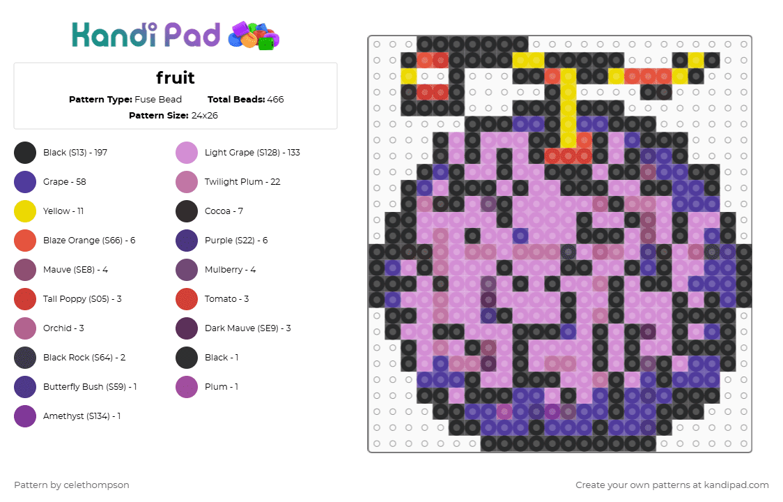 Fruit Fuse Bead Pattern - Kandi Pad | Kandi Patterns, Fuse Bead ...