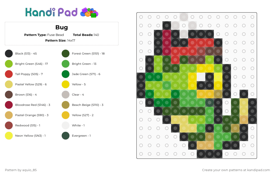 Bug Fuse Bead Pattern - Kandi Pad | Kandi Patterns, Fuse Bead Patterns ...