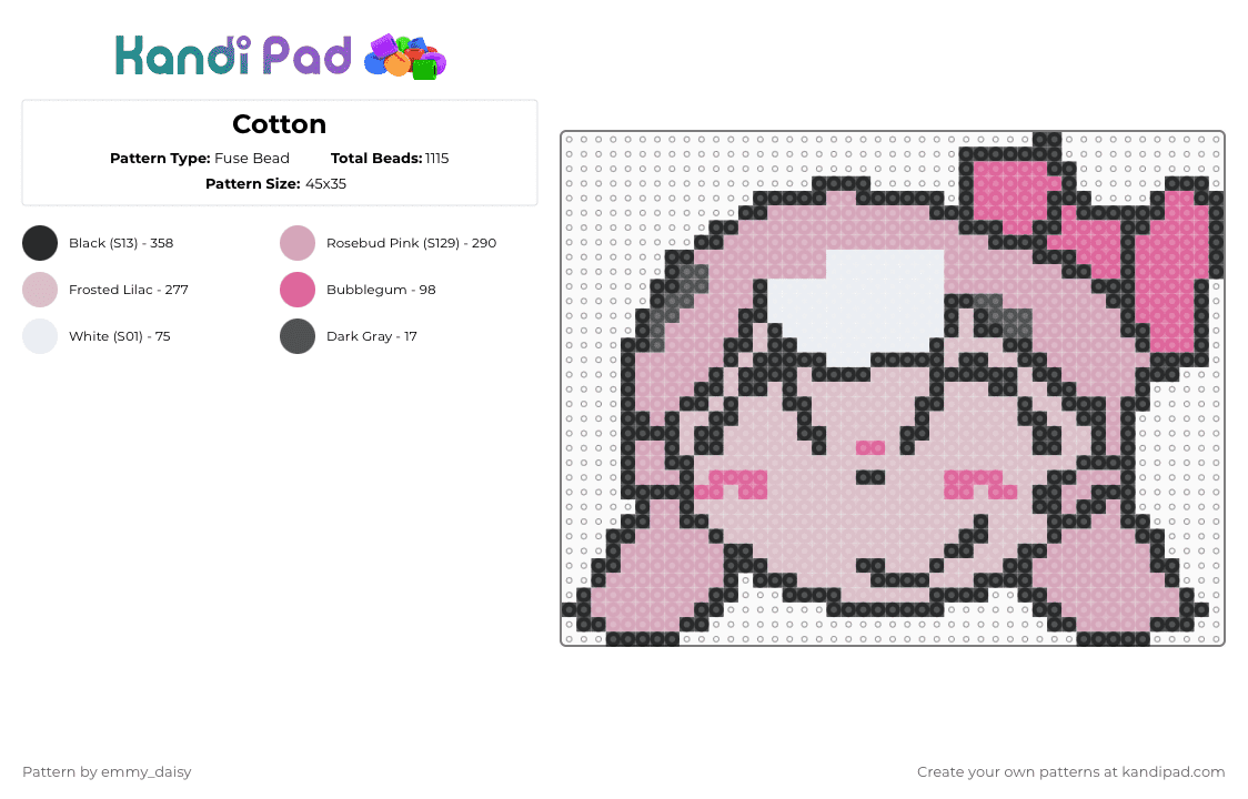 Cotton Fuse Bead Pattern - Kandi Pad | Kandi Patterns, Fuse Bead ...