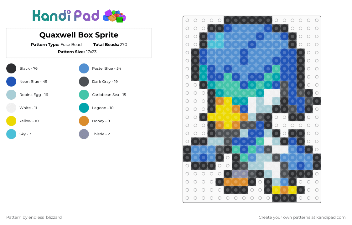 Quaxwell Box Sprite Fuse Bead Pattern - Kandi Pad | Kandi Patterns ...