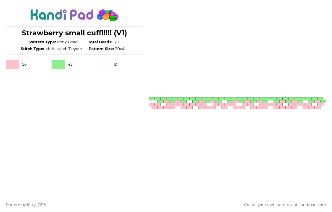 Strawberry small cuff!!!!! (V1) Pony Bead Pattern - Kandi Pad | Kandi ...