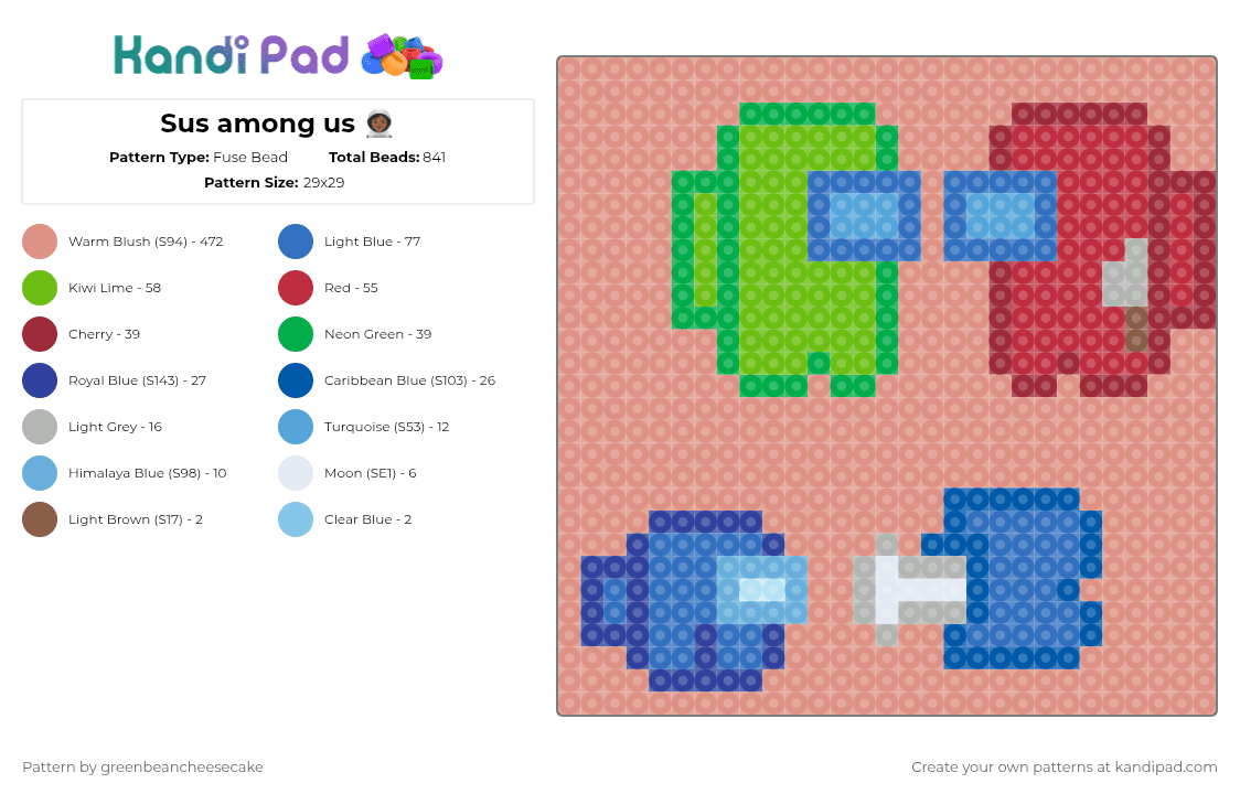 Sus among us 👩🏾‍🚀 Fuse Bead Pattern - Kandi Pad | Kandi Patterns, Fuse ...