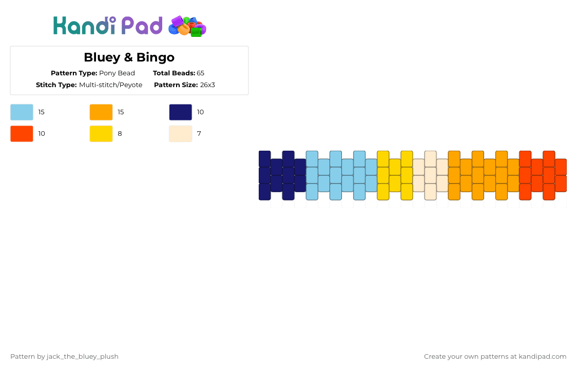 Bluey & Bingo Pony Bead Pattern - Kandi Pad | Kandi Patterns, Fuse Bead ...