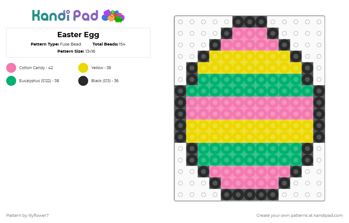 Easter Egg Fuse Bead Pattern - Kandi Pad | Kandi Patterns, Fuse Bead ...
