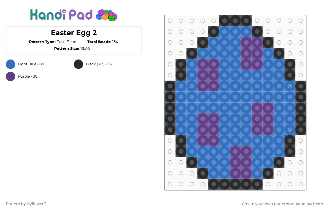 Easter Egg 2 Fuse Bead Pattern - Kandi Pad | Kandi Patterns, Fuse Bead ...