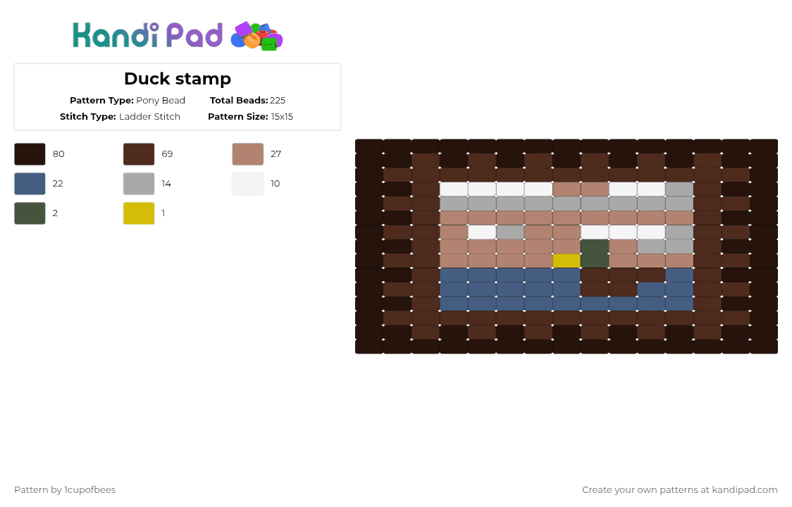 Duck stamp Pony Bead Pattern - Kandi Pad | Kandi Patterns, Fuse Bead ...