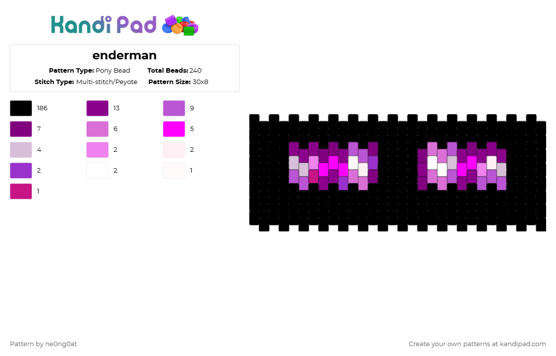 Enderman Pony Bead Pattern - Kandi Pad | Kandi Patterns, Fuse Bead ...