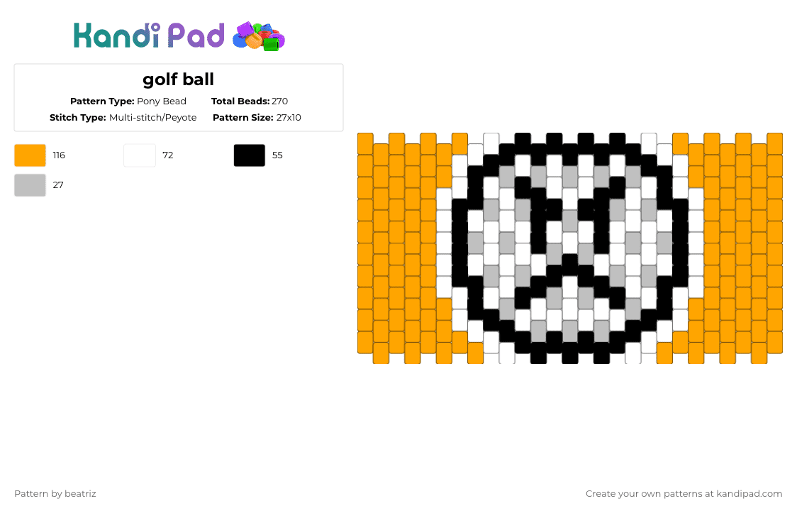Golf ball Pony Bead Pattern - Kandi Pad | Kandi Patterns, Fuse Bead ...