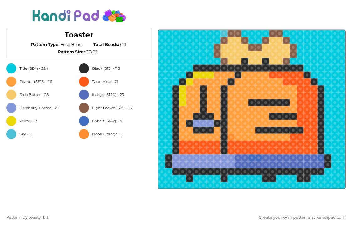 Toaster Fuse Bead Pattern - Kandi Pad | Kandi Patterns, Fuse Bead ...