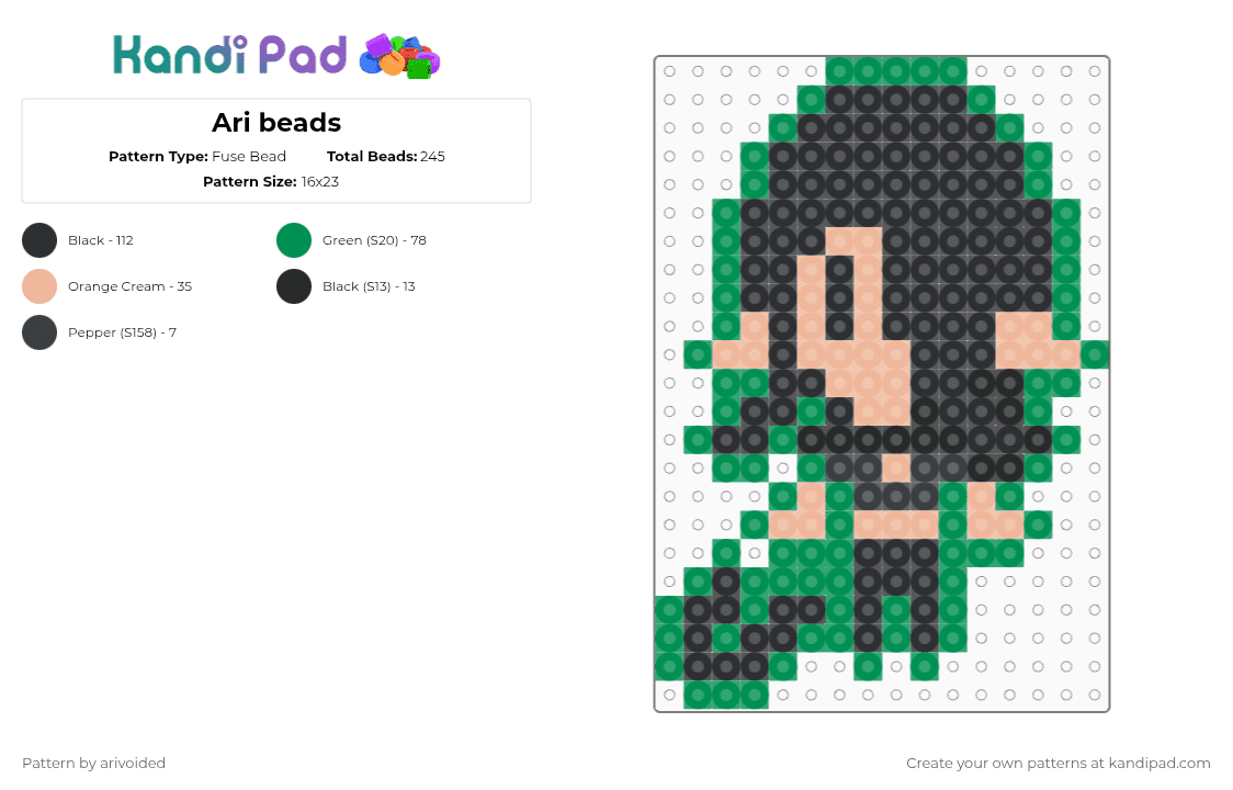 Ari beads Fuse Bead Pattern - Kandi Pad | Kandi Patterns, Fuse Bead ...