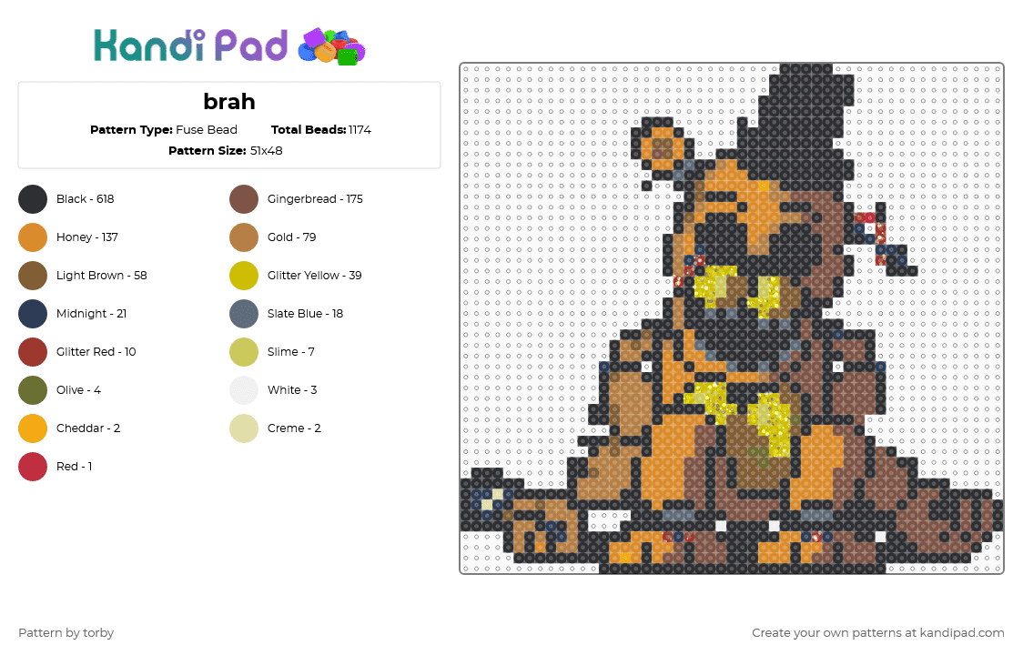 Brah Fuse Bead Pattern - Kandi Pad | Kandi Patterns, Fuse Bead Patterns ...