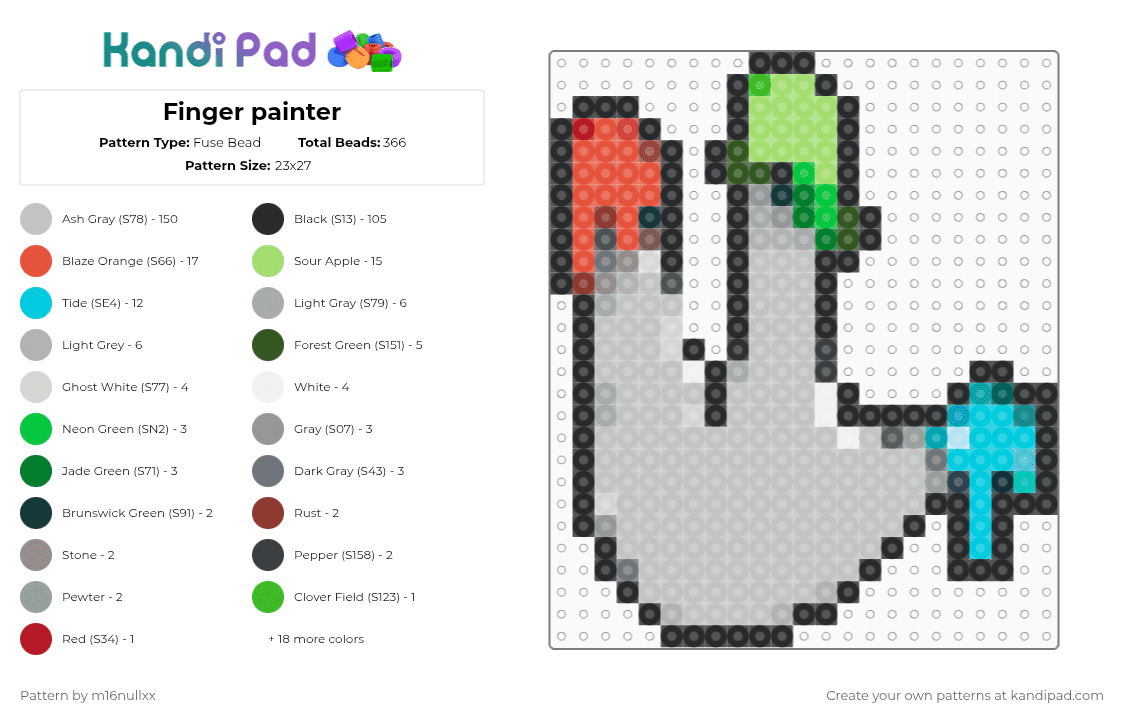 Finger painter Fuse Bead Pattern - Kandi Pad | Kandi Patterns, Fuse ...
