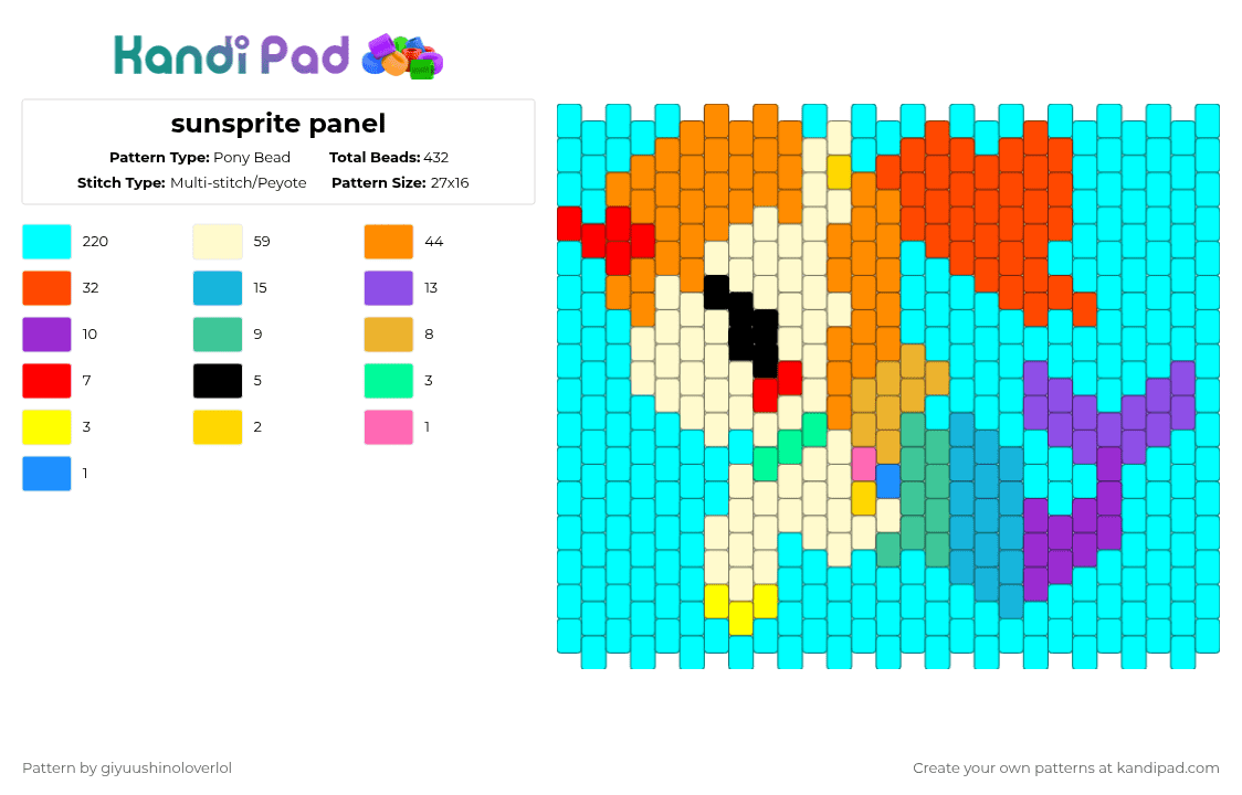 Sunsprite panel Pony Bead Pattern - Kandi Pad | Kandi Patterns, Fuse ...