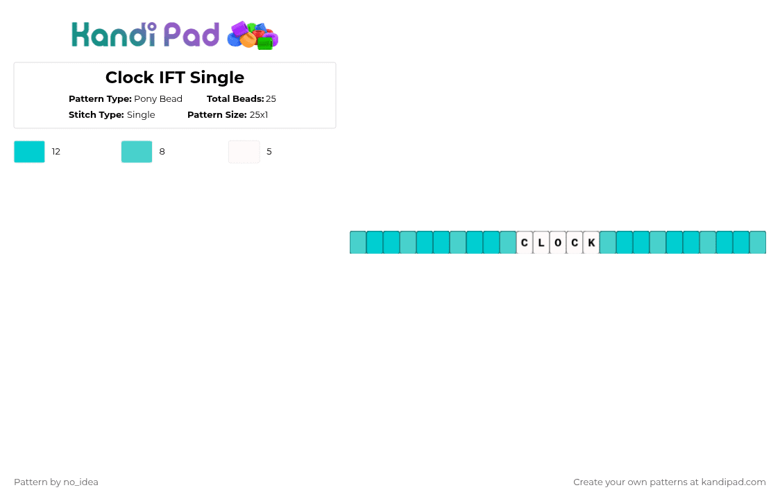 Clock ITFT Single Pony Bead Pattern - Kandi Pad | Kandi Patterns, Fuse ...