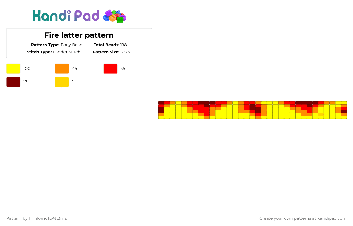 Fire latter pattern Pony Bead Pattern - Kandi Pad | Kandi Patterns ...