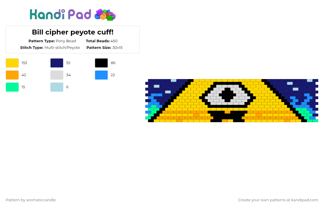 Bill cipher peyote cuff! Pony Bead Pattern - Kandi Pad | Kandi Patterns ...