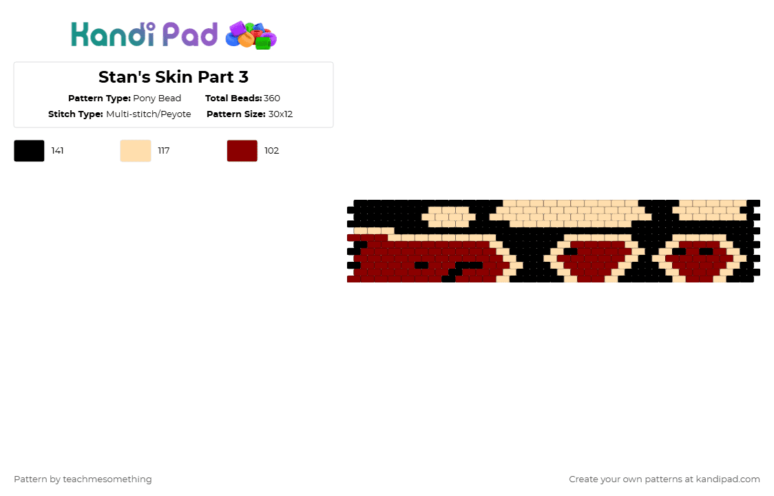 Stan's Skin Part 3 Pony Bead Pattern - Kandi Pad | Kandi Patterns, Fuse ...