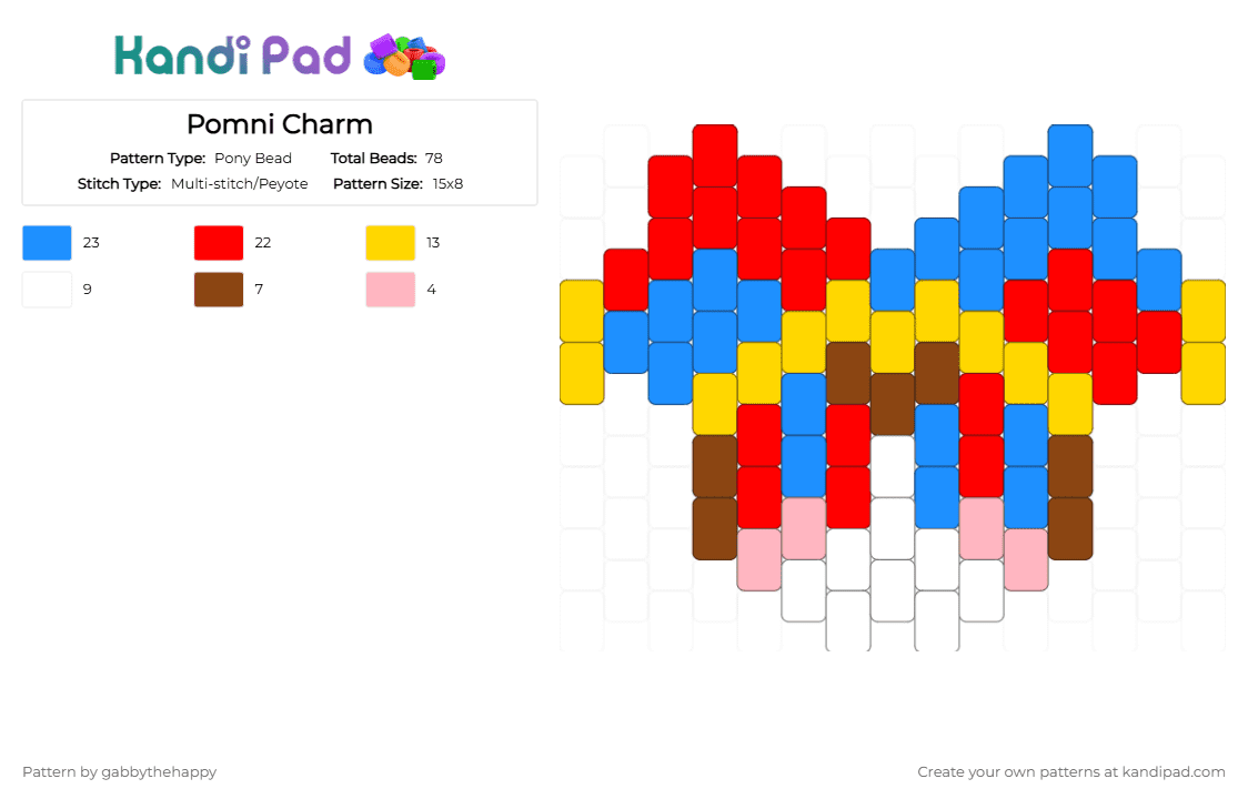 Pomni Charm Pony Bead Pattern - Kandi Pad | Kandi Patterns, Fuse Bead ...