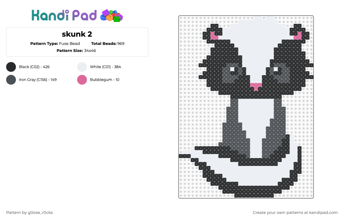 Skunk 2 Fuse Bead Pattern - Kandi Pad | Kandi Patterns, Fuse Bead ...