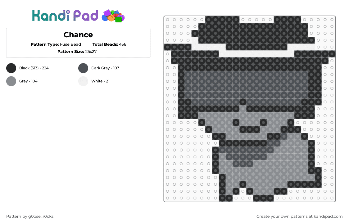 Chance Fuse Bead Pattern - Kandi Pad | Kandi Patterns, Fuse Bead ...