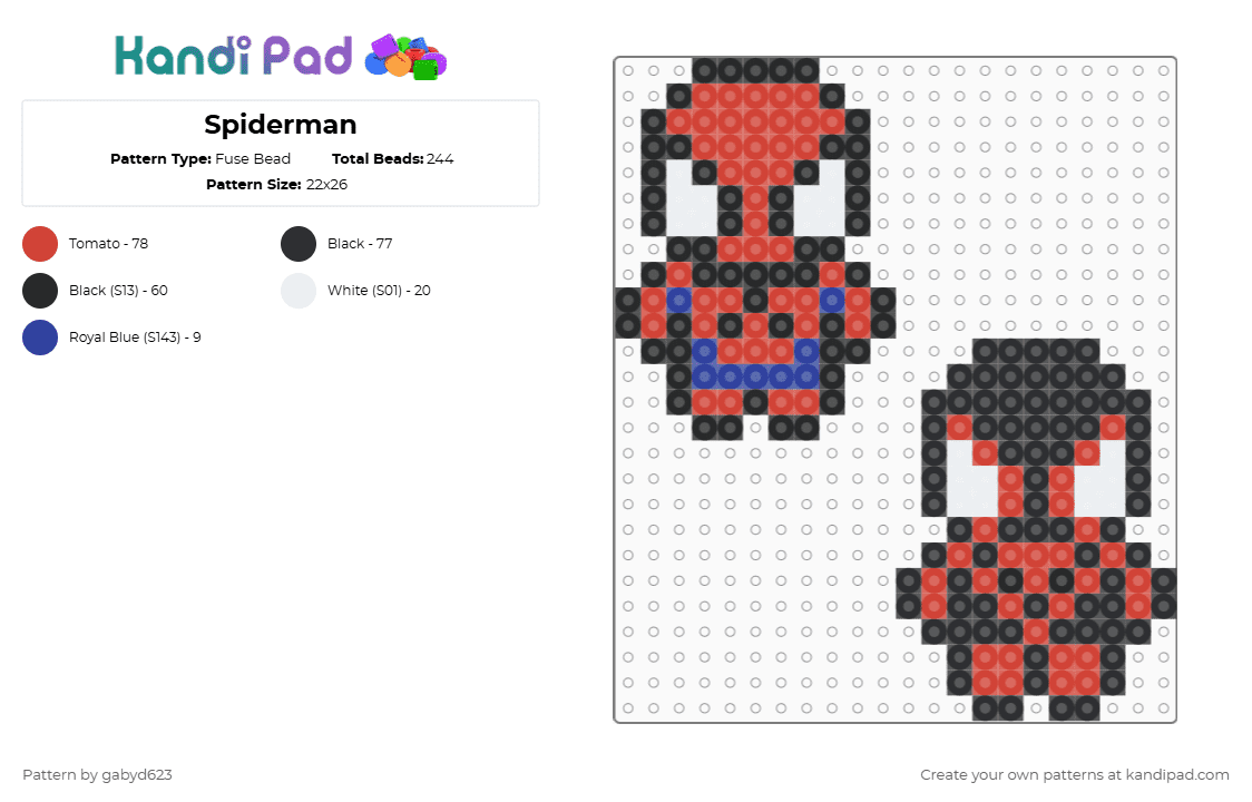 Spiderman Fuse Bead Pattern - Kandi Pad | Kandi Patterns, Fuse Bead ...