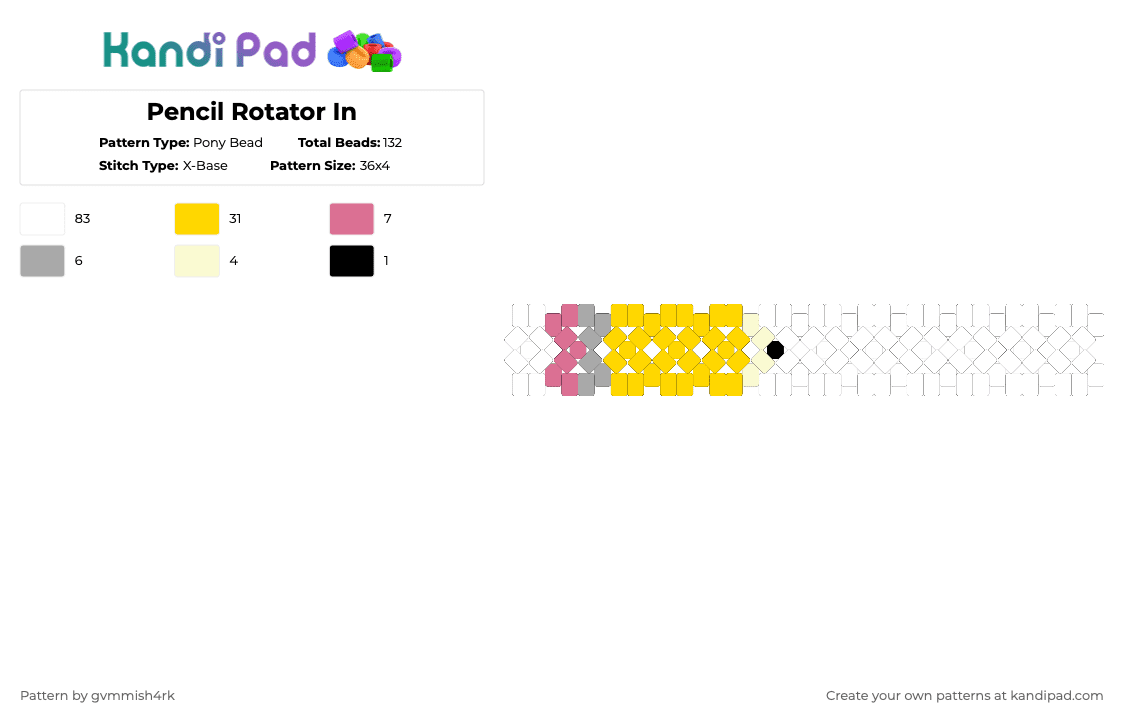 Pencil Rotator In Pony Bead Pattern - Kandi Pad | Kandi Patterns, Fuse ...
