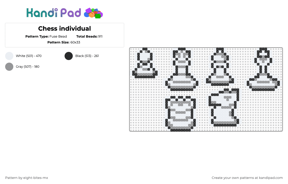 Chess individual Fuse Bead Pattern - Kandi Pad | Kandi Patterns, Fuse ...