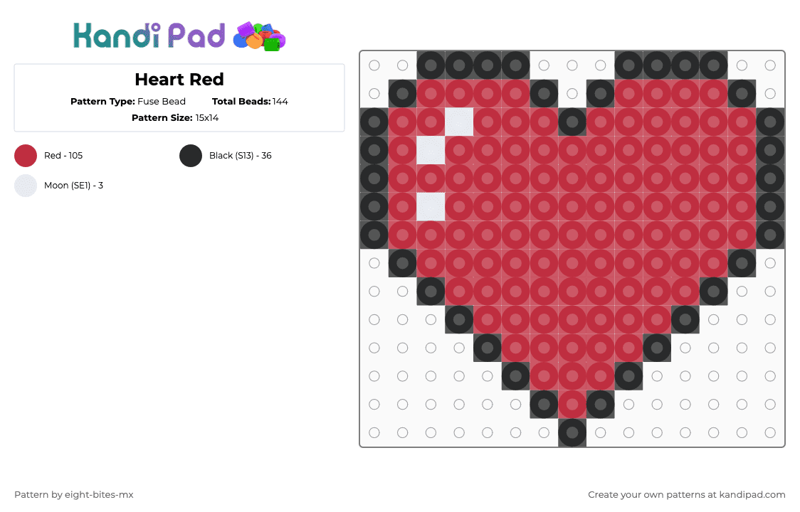 Heart Red Fuse Bead Pattern - Kandi Pad | Kandi Patterns, Fuse Bead ...