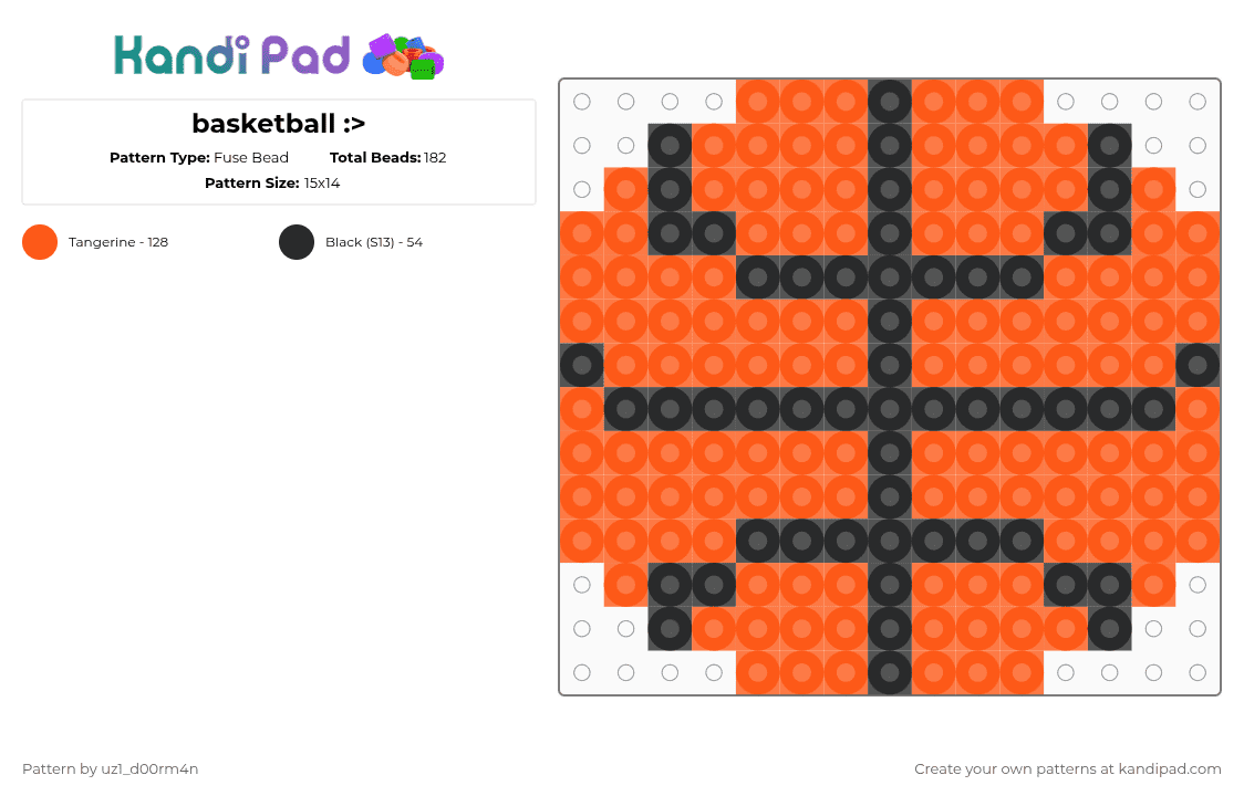 Basketball :> Fuse Bead Pattern - Kandi Pad | Kandi Patterns, Fuse Bead ...