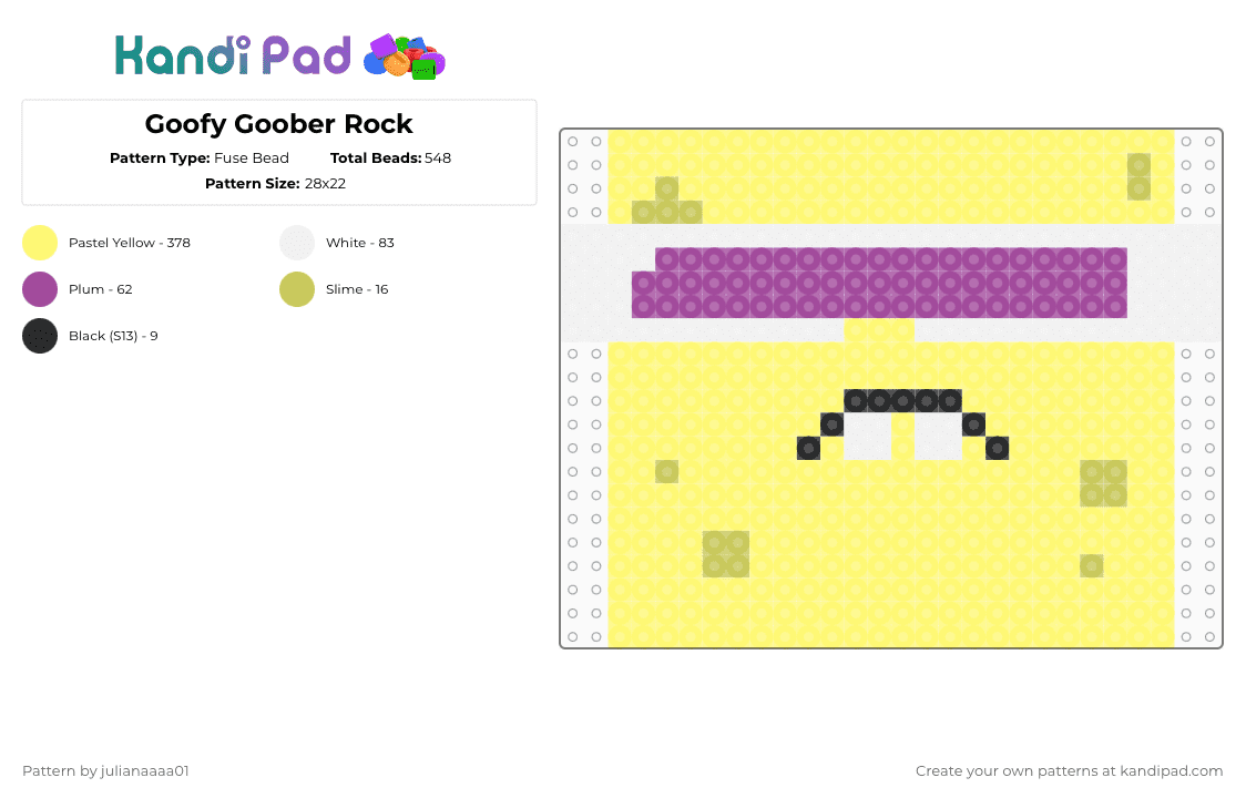 Goofy Goober Rock Fuse Bead Pattern - Kandi Pad | Kandi Patterns, Fuse ...