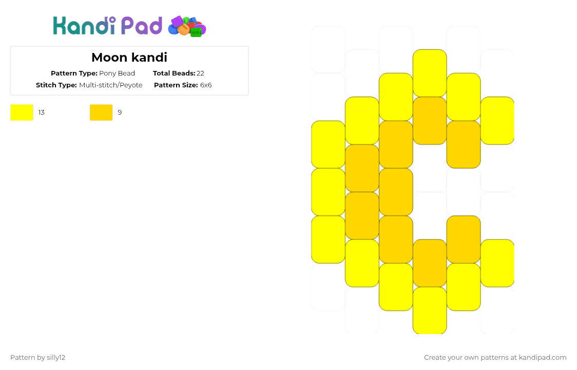Moon kandi Pony Bead Pattern - Kandi Pad | Kandi Patterns, Fuse Bead ...