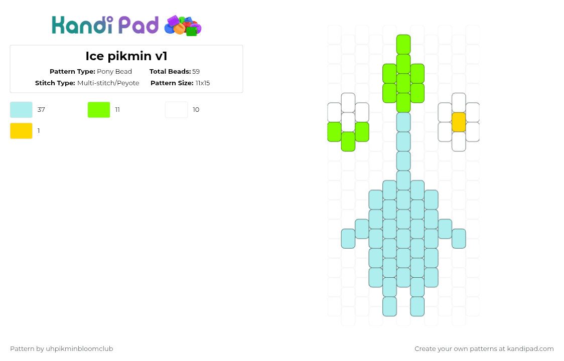 Ice pikmin v1 Pony Bead Pattern - Kandi Pad | Kandi Patterns, Fuse Bead ...