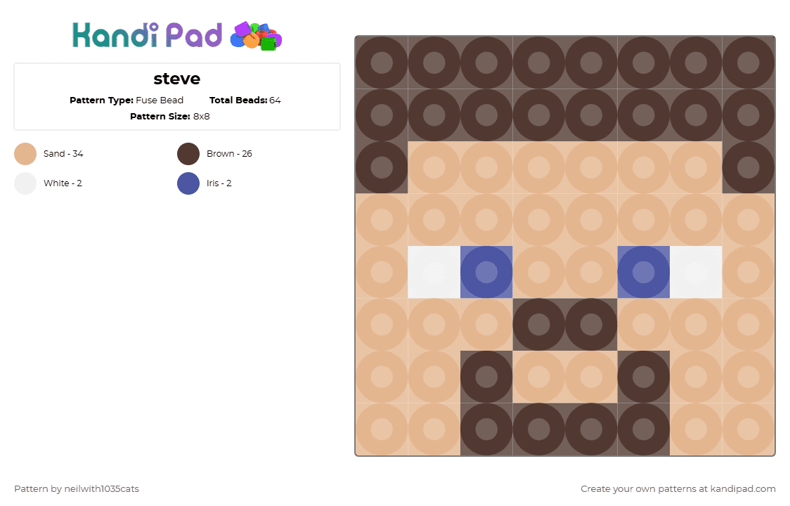 Steve Fuse Bead Pattern - Kandi Pad | Kandi Patterns, Fuse Bead ...