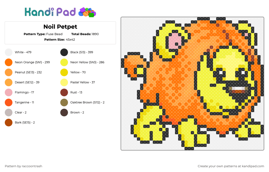 Noil Petpet Fuse Bead Pattern - Kandi Pad | Kandi Patterns, Fuse Bead ...
