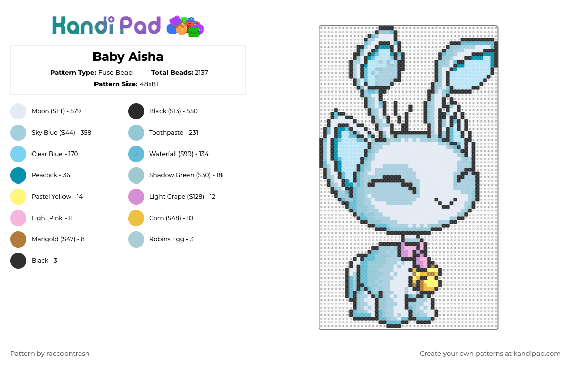 Baby Aisha Fuse Bead Pattern - Kandi Pad | Kandi Patterns, Fuse Bead ...