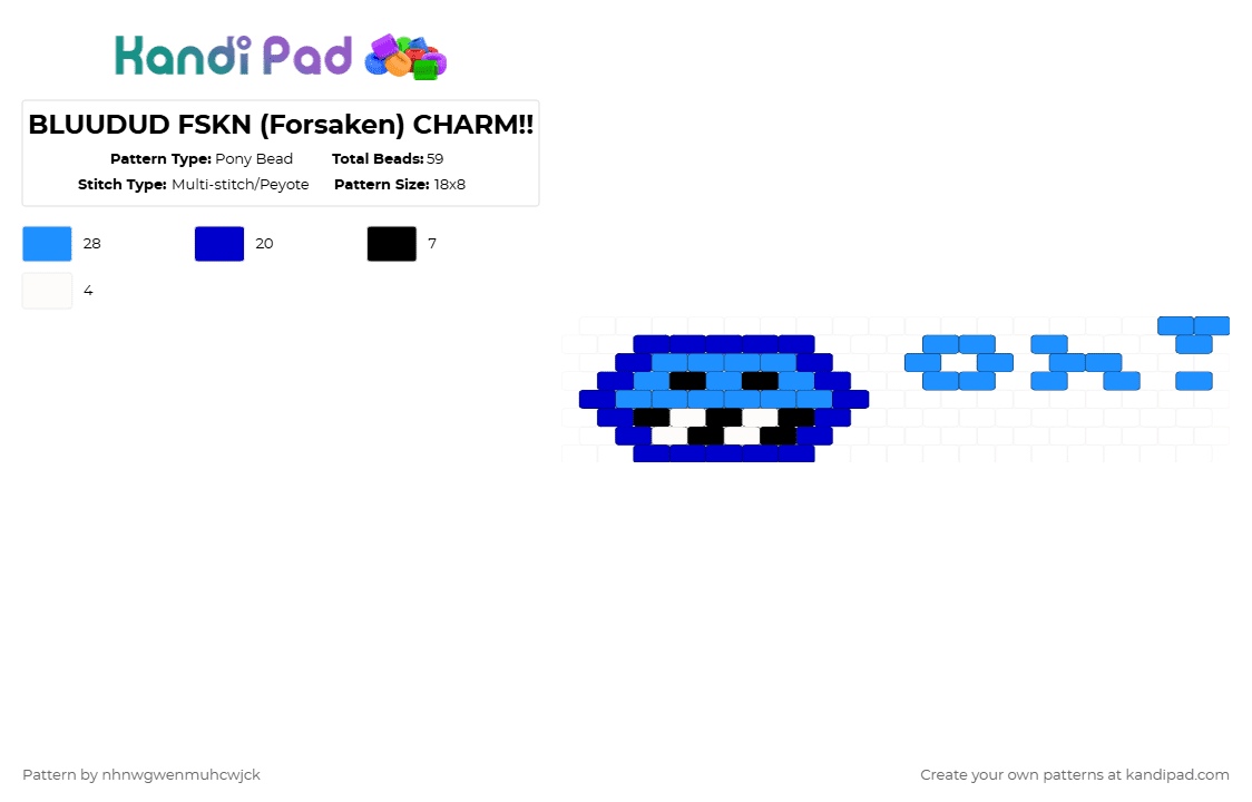 BLUUDUD FSKN (Forsaken) CHARM!! Pony Bead Pattern - Kandi Pad | Kandi ...