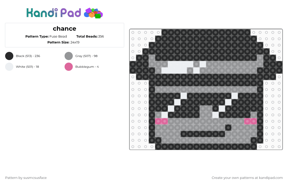 Chance Fuse Bead Pattern - Kandi Pad | Kandi Patterns, Fuse Bead ...